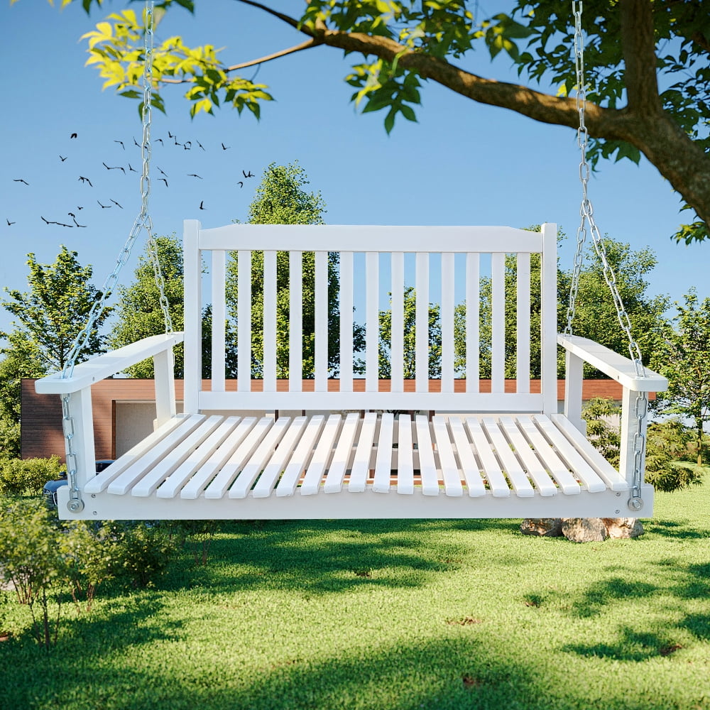 Hanging Wood Porch Swing,Wood Porch Swing Outdoor Patio Hanging Bench ...