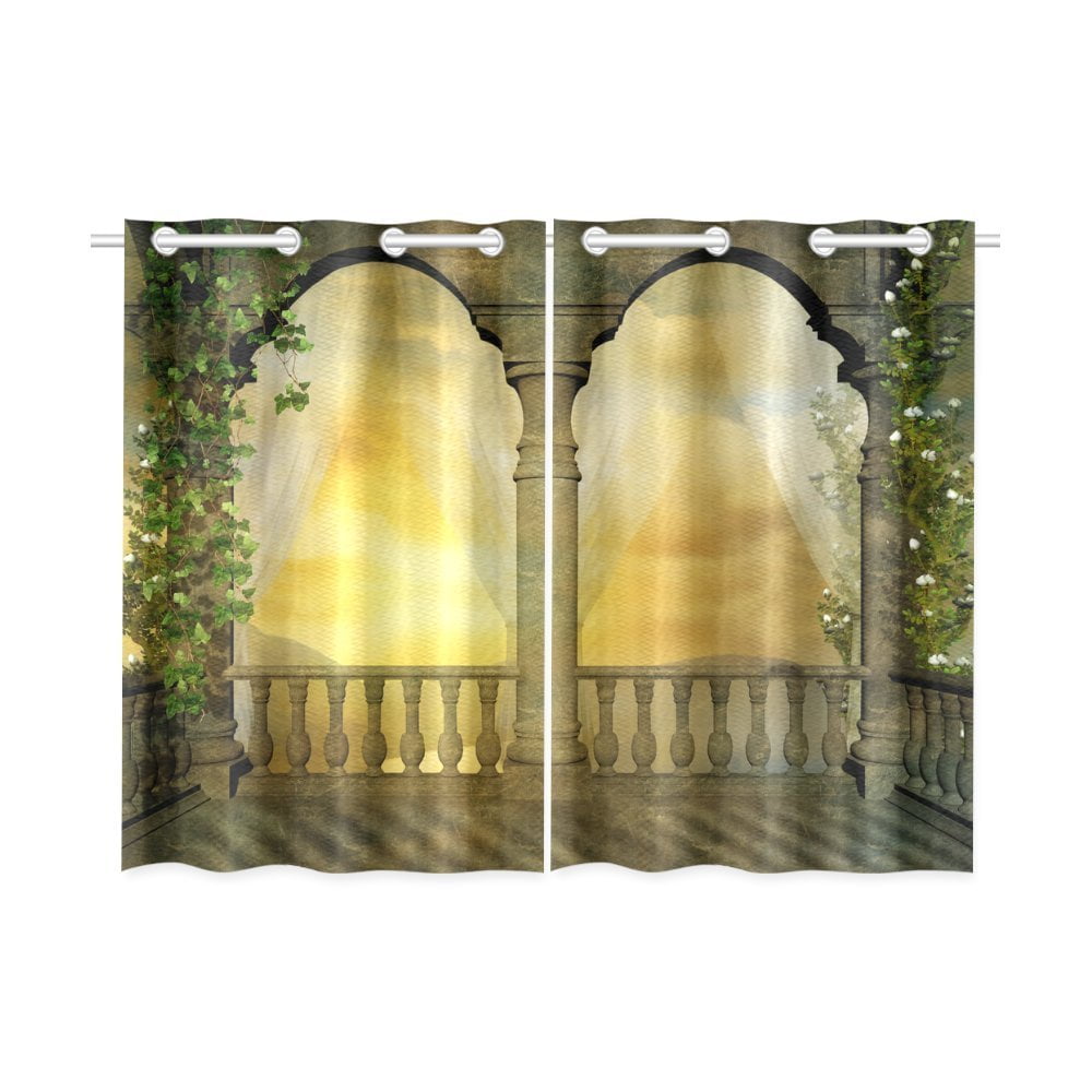 MYPOP Romantic Balcony on Columns and Arches on Sky Window Curtain ...