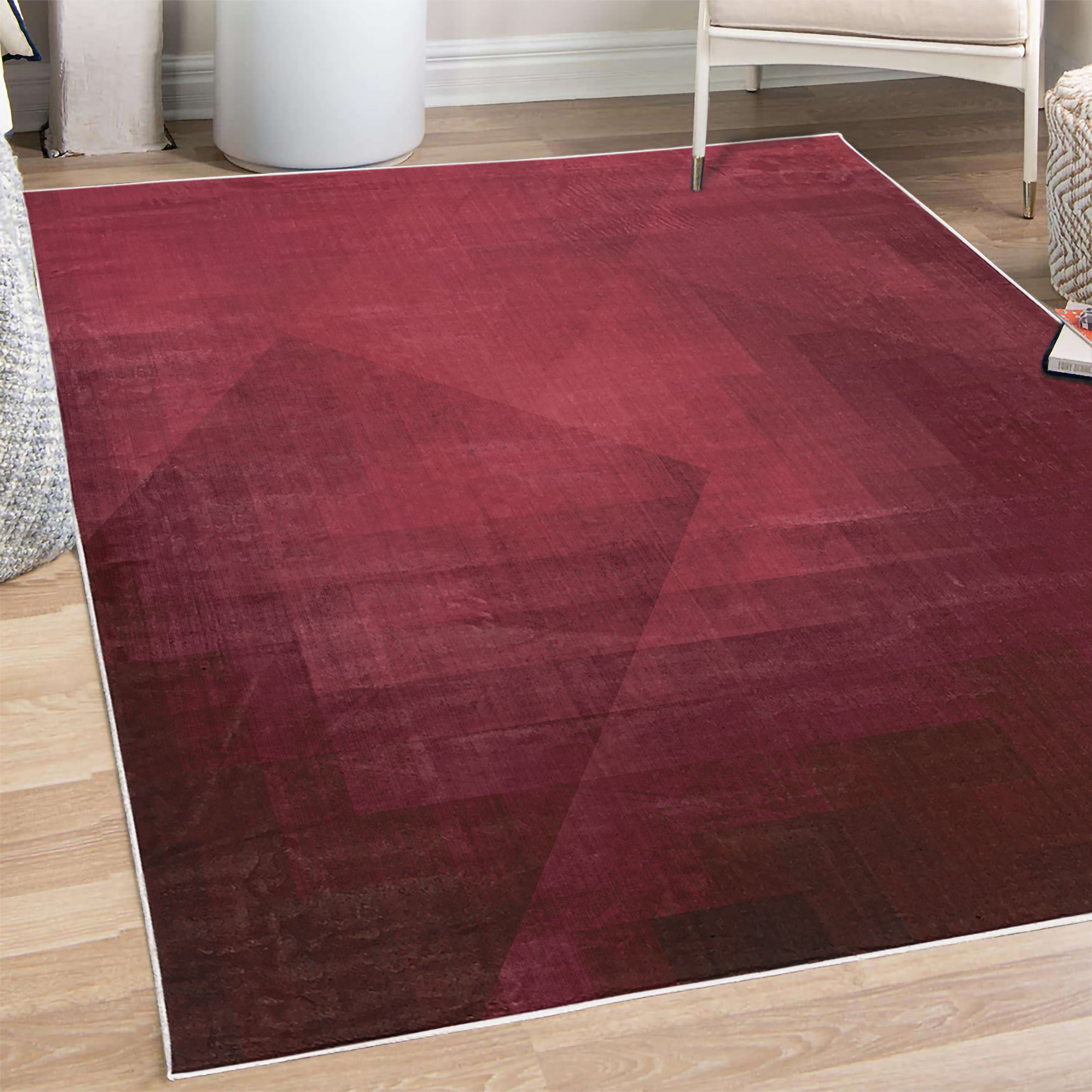 Geometric Decorative Rug, Abstract Colored Squares in Faded Color ...