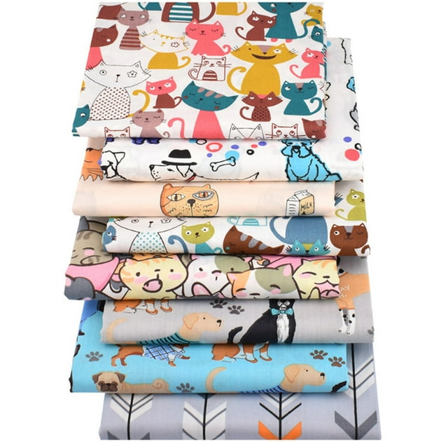 8Pcs Cute Animals Cat Bear Fat Quarters Fabric Bundles for Quilting ...