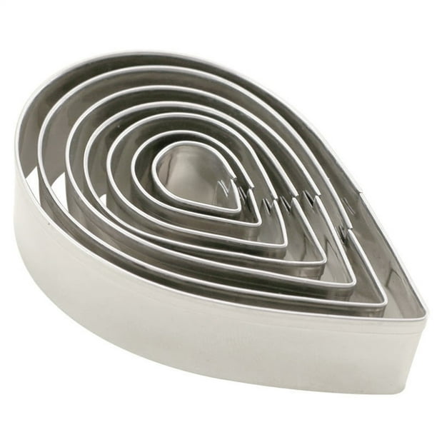 7Pcs/Set Rose Cutter Stainless Steel Water Drop Shape Fondant Flower ...