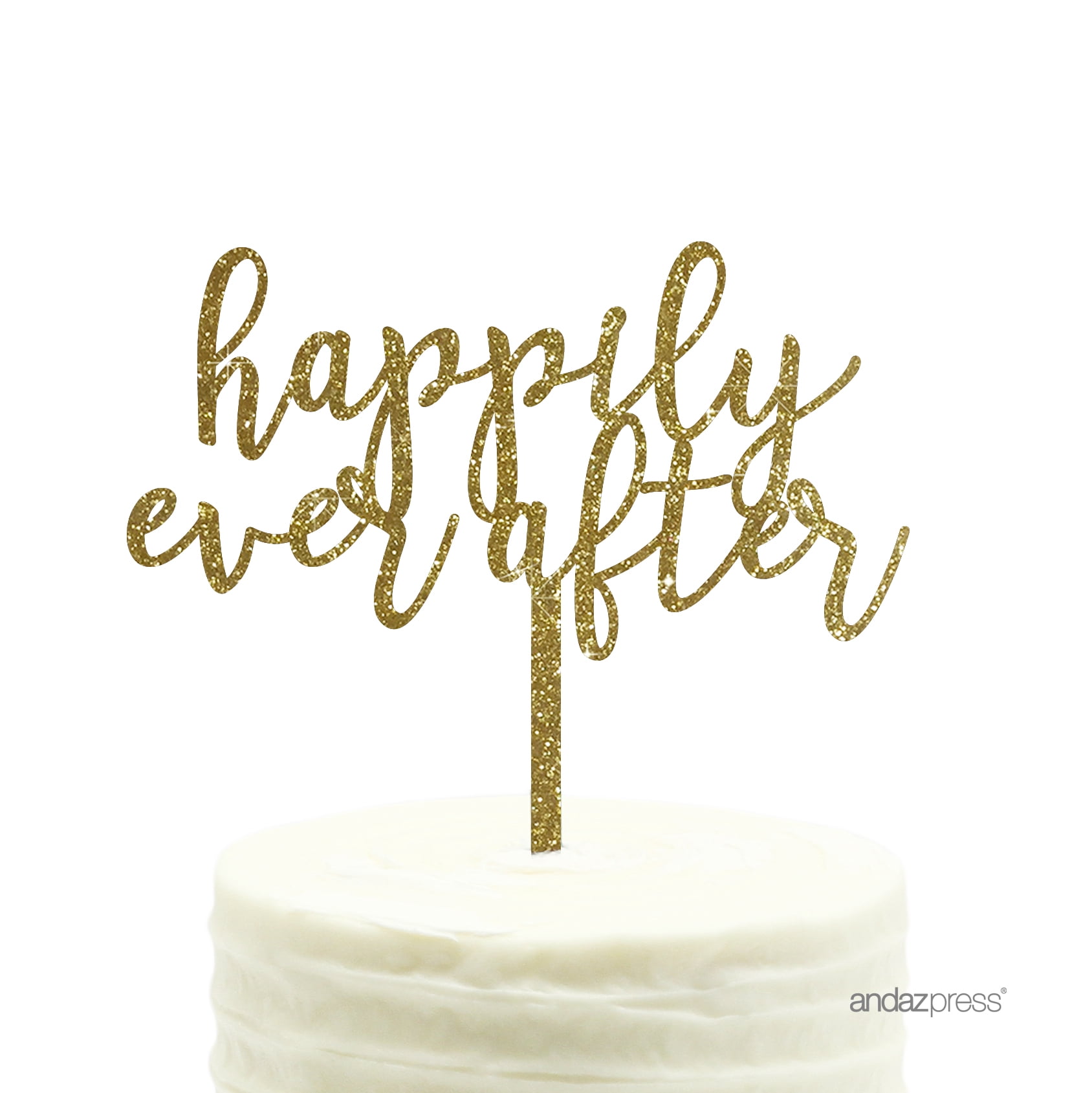 Gold Glitter Happily Ever After Acrylic Wedding Cake Topper - Walmart.com