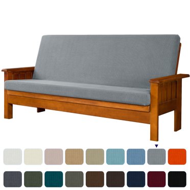 Subrtex Stretch 1-Piece Textured Grid Futon Slipcover, Celadon ...