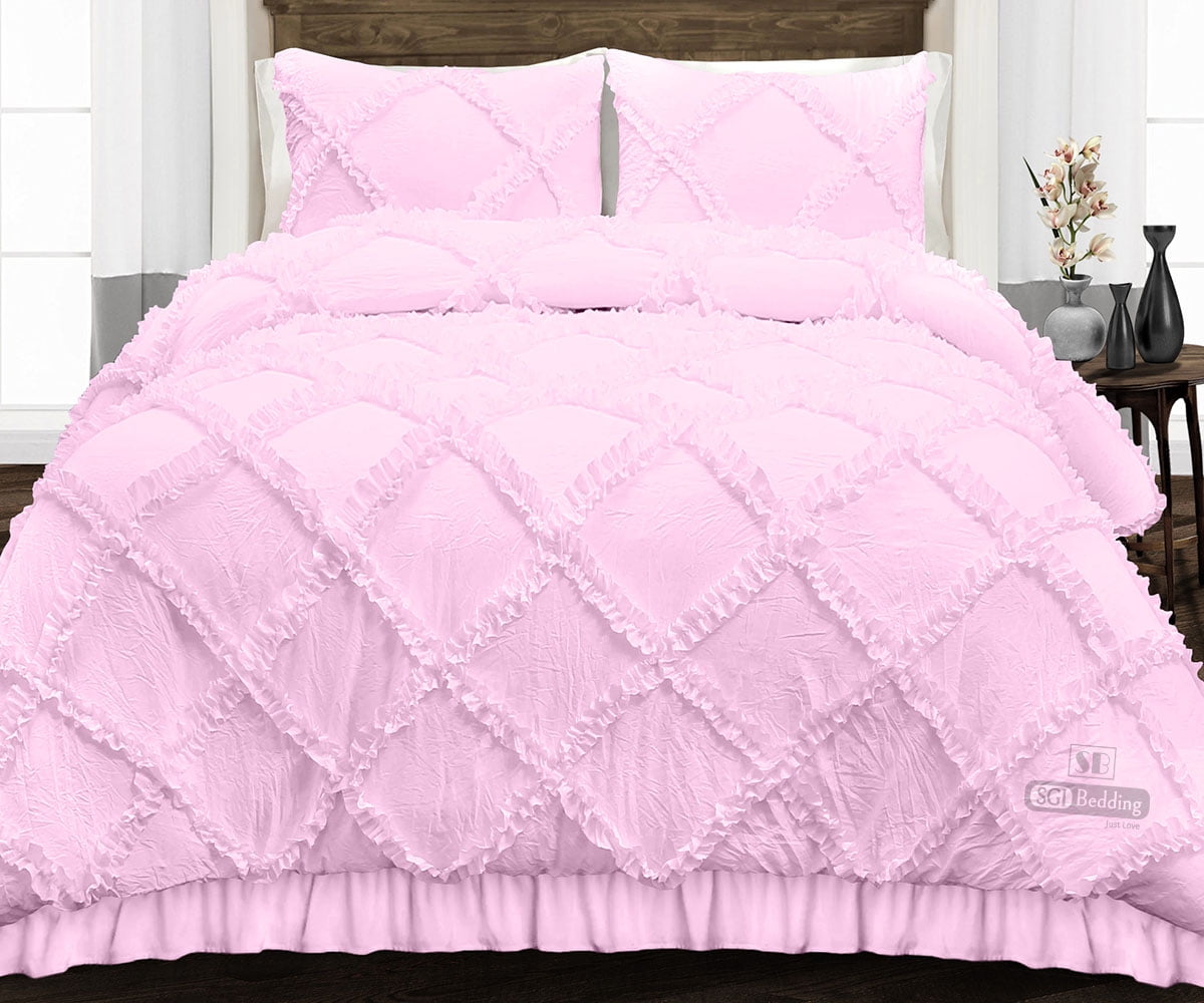 SGI Oversized /Palatial King Diamond Ruffle Comforter Set Microfiber 3 ...