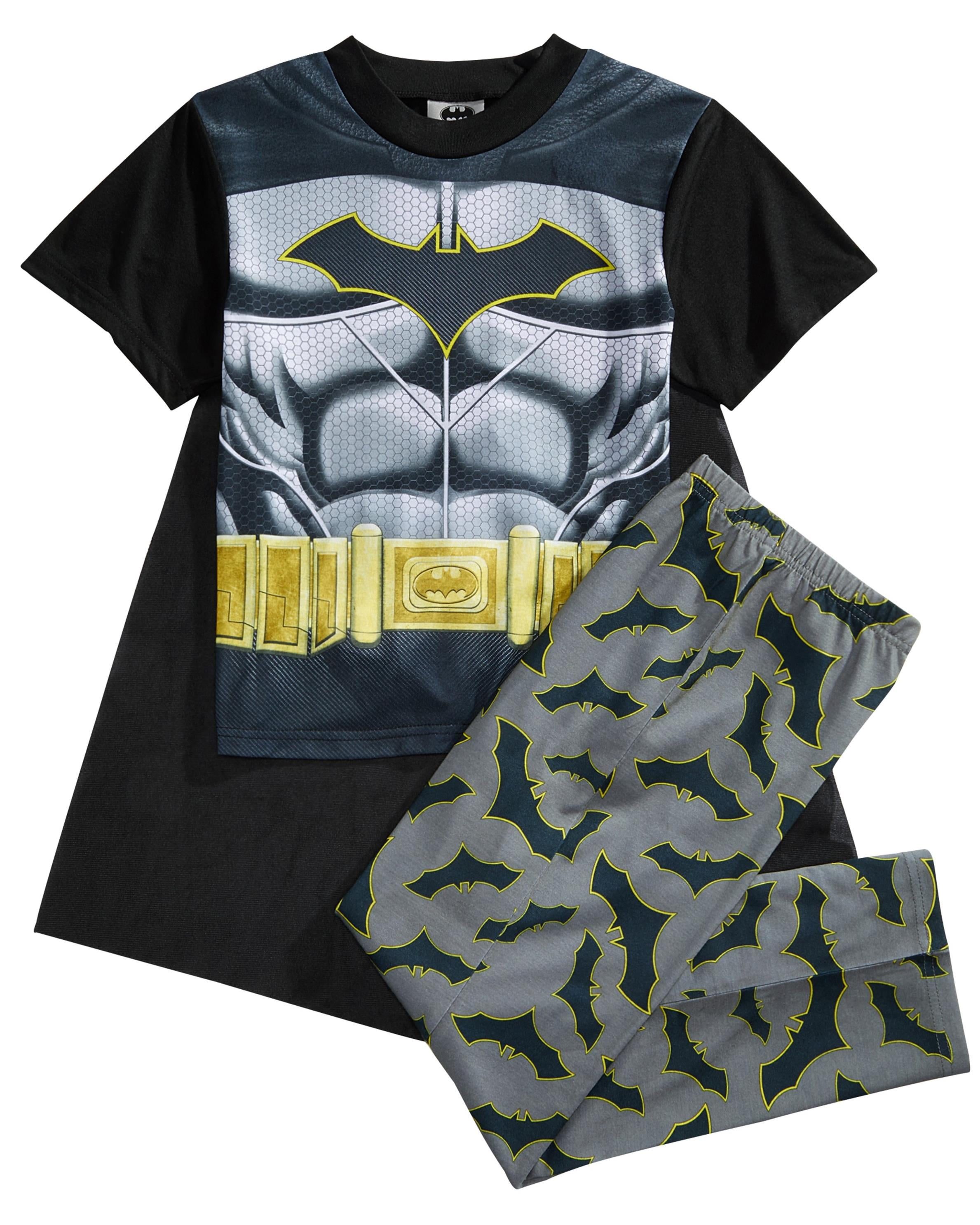 Batman Boys Pajama Pants and Top with Cape Holiday Sleepwear, Dark ...