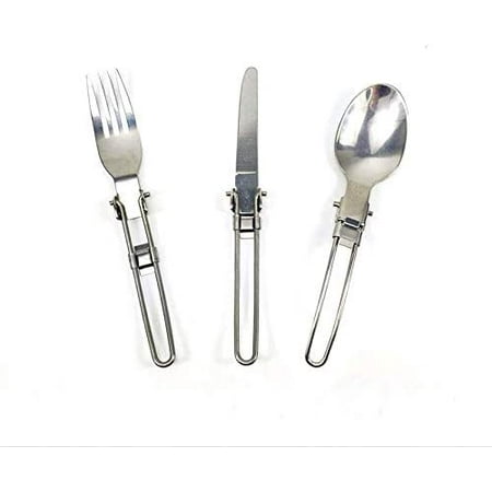 3 Piece Foldable Stainless Steel Portable Knife and Fork Spoon,Folding ...