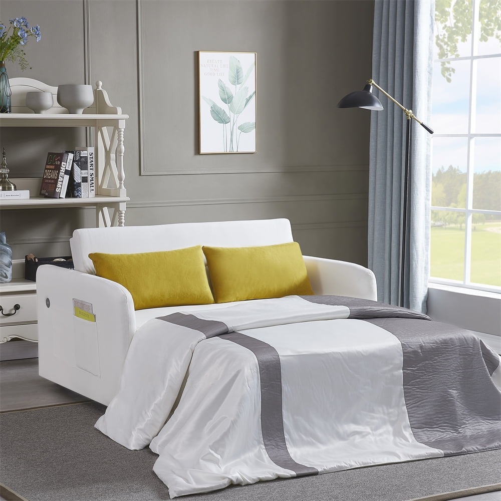 Modern Convertible Sleeper Sofa Bed with Adjustable Backrest, Side ...