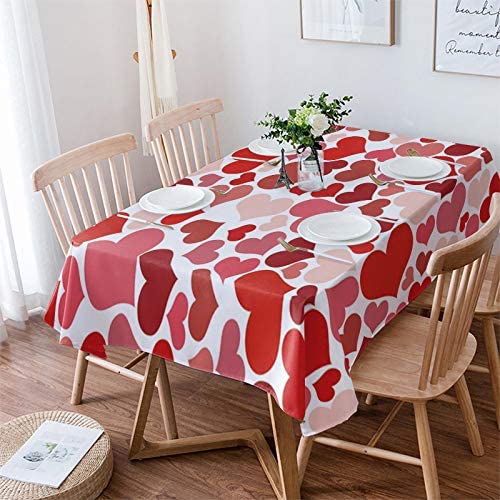 Valentine Tablecloth Rectangle/Oval 60x84in Valentine''s Day Love Dark Red Pink Heart ...
