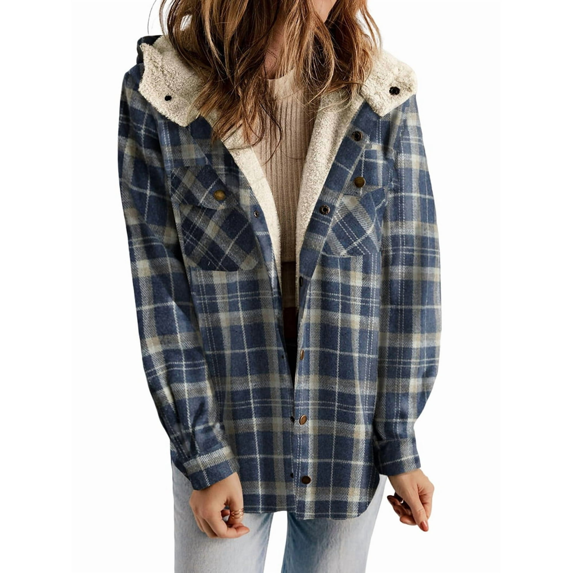 Click here for Unbranded Womens Plaid Jacket Long Sleeve Button D... prices