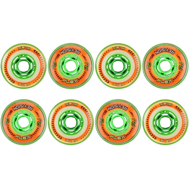 Revision Wheels Inline Roller Hockey Flex XS Orange/Green 76mm 76A 8 ...
