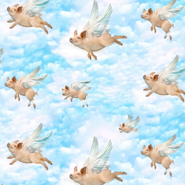 Pigs Could Fly Flying Clouds Sky Pattern Premium Roll Gift Wrap ...