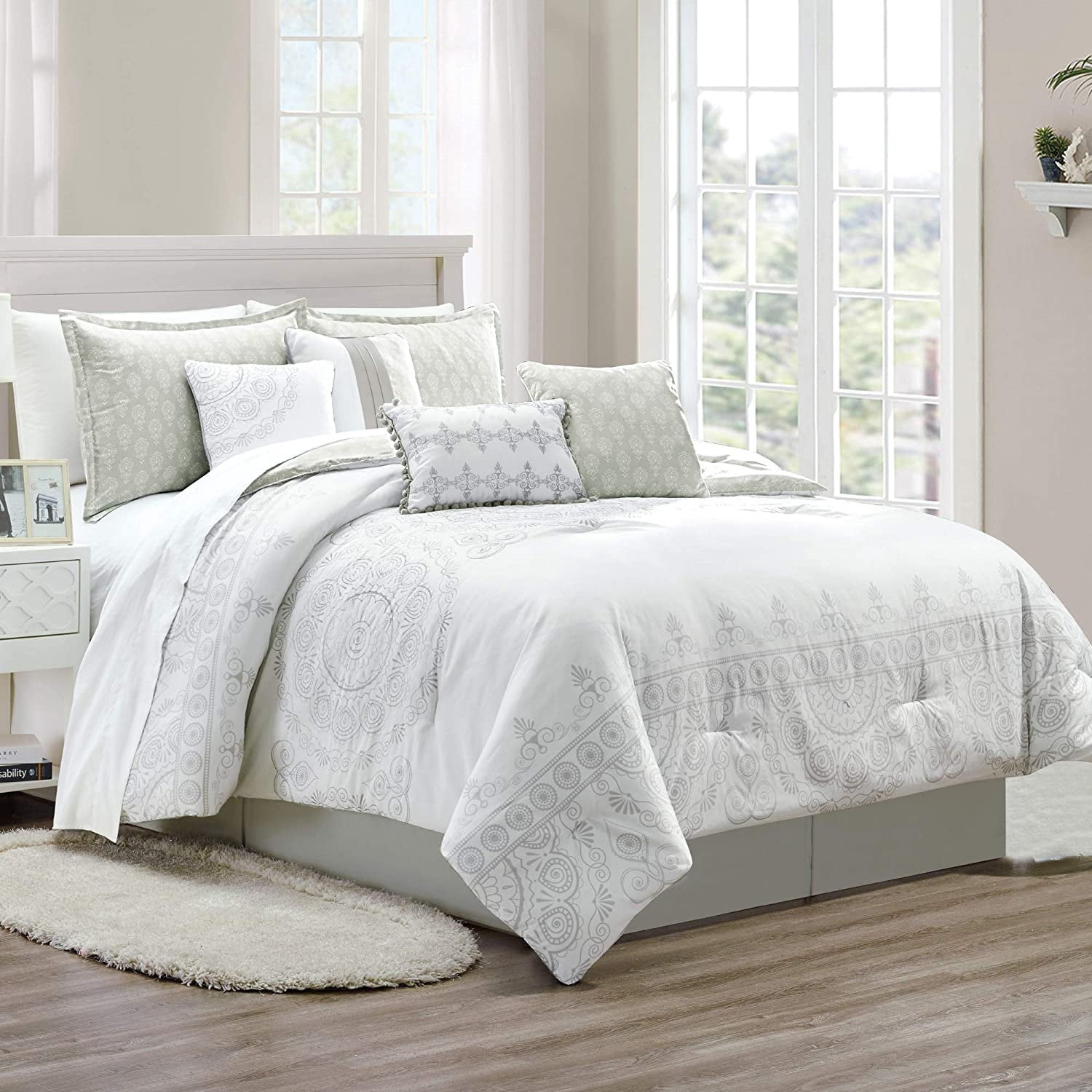 Sapphire Home Luxury 8 Piece Full Queen Comforter Set With Shams Bed Sapphire Home Luxury 8 Piece Full Queen Comforter Set With Shams Bed