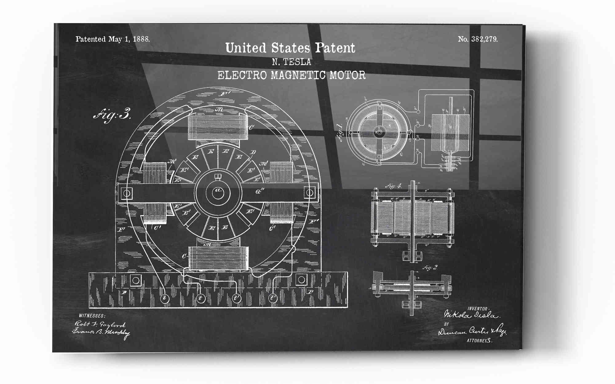 Epic Art 'Tesla Electro Magnetic Motor Blueprint Patent Chalkboard ...