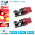 7443 Red Flashing Strobe Blinking Rear Alert Safety Brake Tail Stop ...