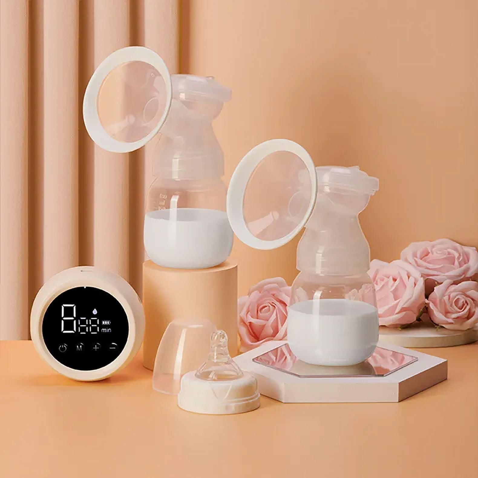 Extractor de leche eléctrico doble Aspirador de leche materna y adaptador Botón mecánico Succión ...