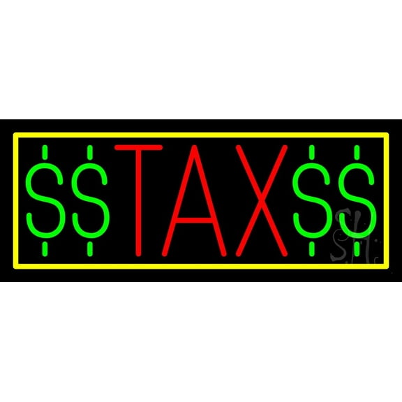 Red Blue Tax Service Clear Backing LED Neon Sign 10 x 24 - inches ...