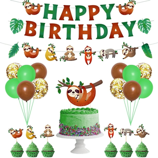 Sloth Birthday Party Decorations Set Sloth Theme Happy Birthday Banner ...