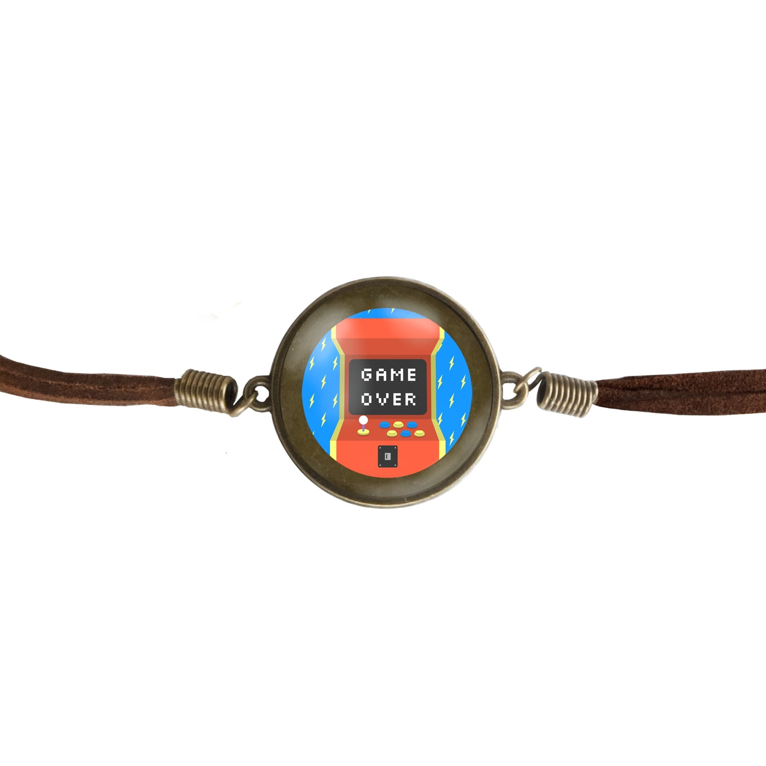 Game Over Retro Vintage Arcade Video Game Leather Dome Bracelet ...