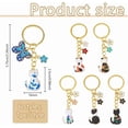 6Pcs Alloy Enamel Flower Cat Keychain with Iron Rings Mixed Shapes ...