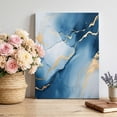 Blue Marble Canvas Wall Art for Living Room, Gradient Gold Fluid ...