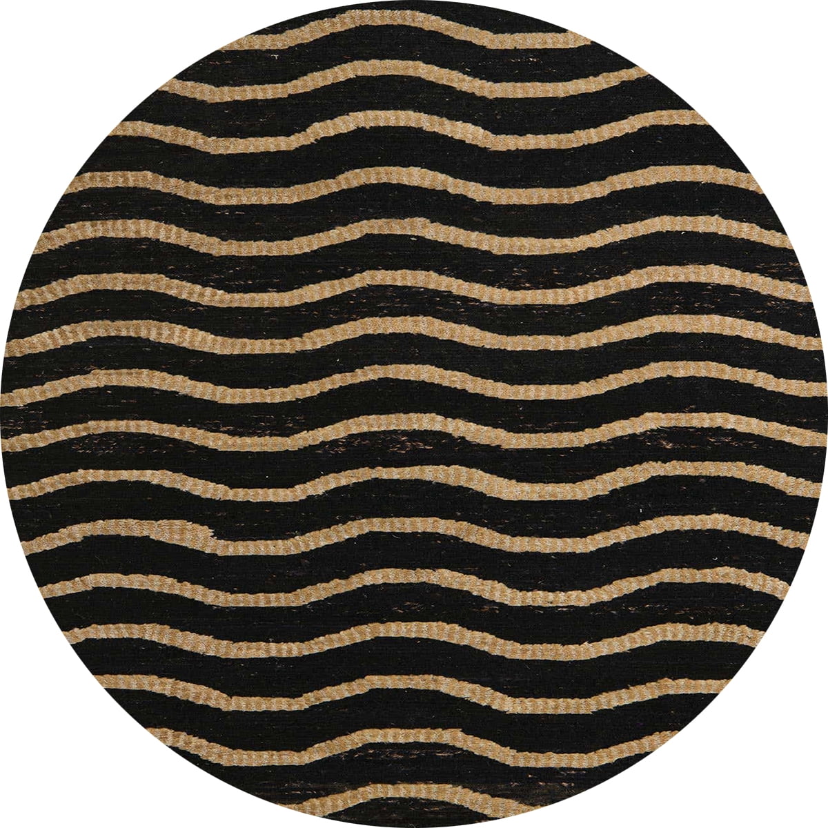 Ahgly Company Indoor Round Abstract Black Abstract Area Rugs, 8' Round ...
