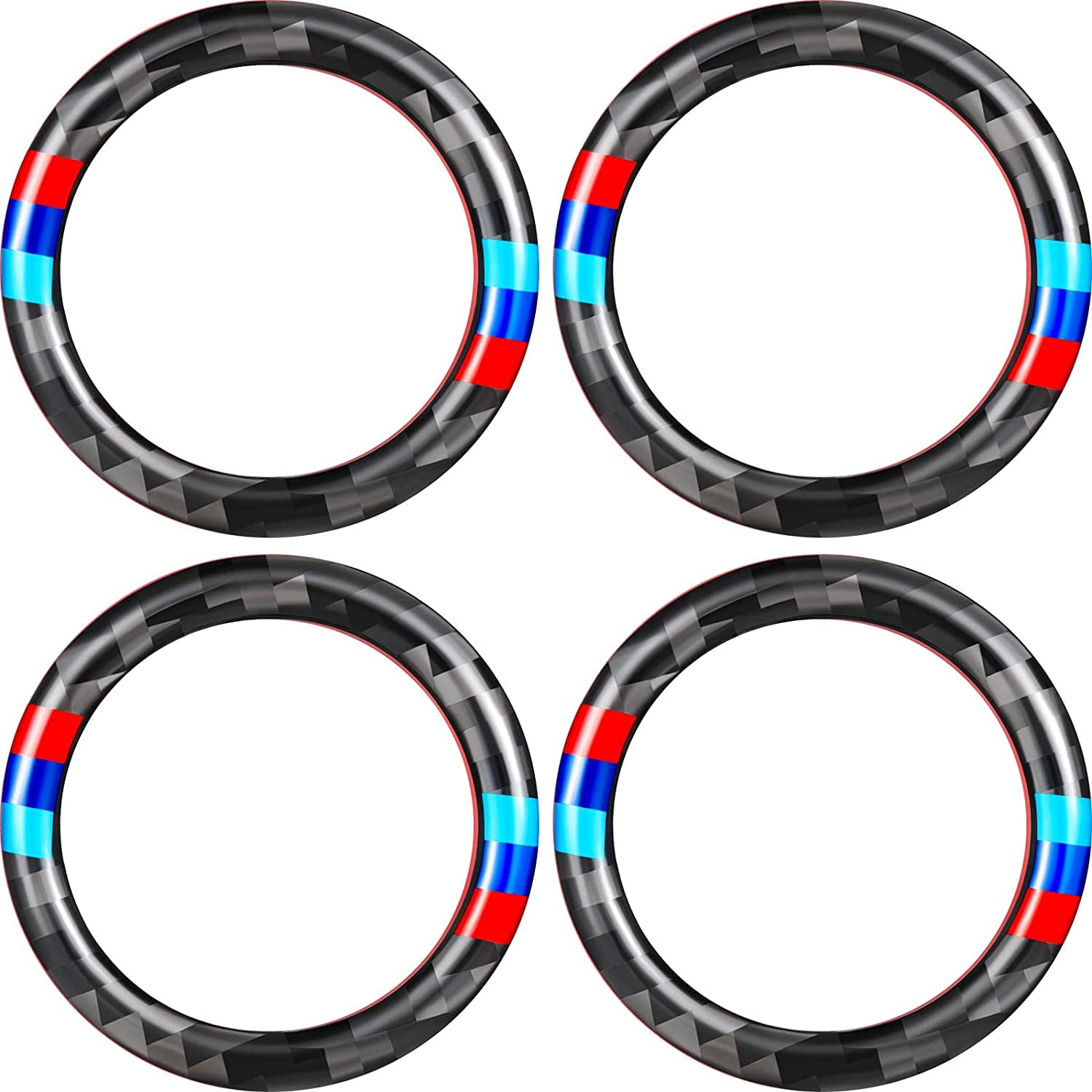 4 Pieces Carbon Fiber Car Engine Start Stop Button Ring Key Ring Emblem ...