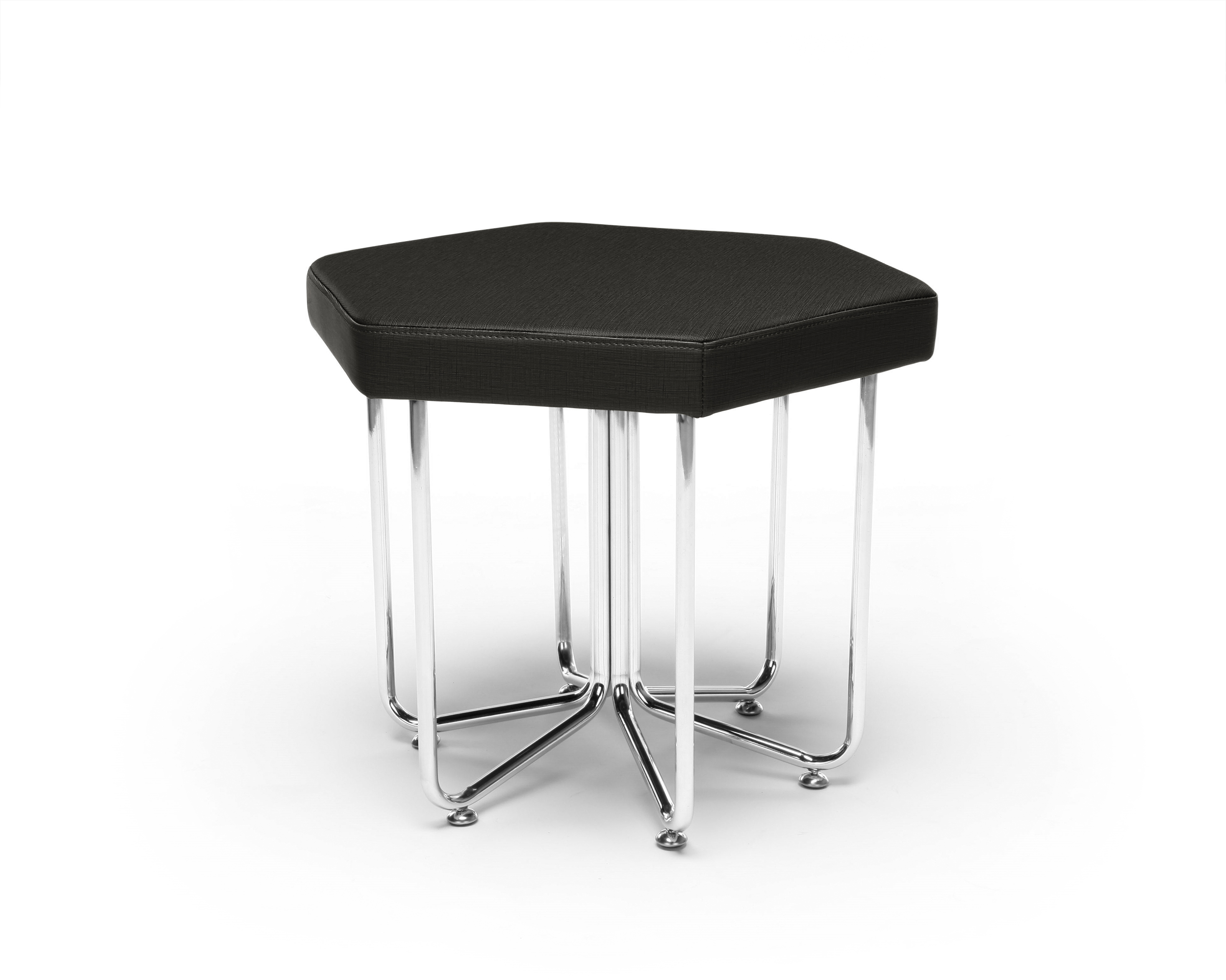 OFM Hex Series Model 66 Vinyl Hexagon Stool, Midnight with Chrome Frame ...
