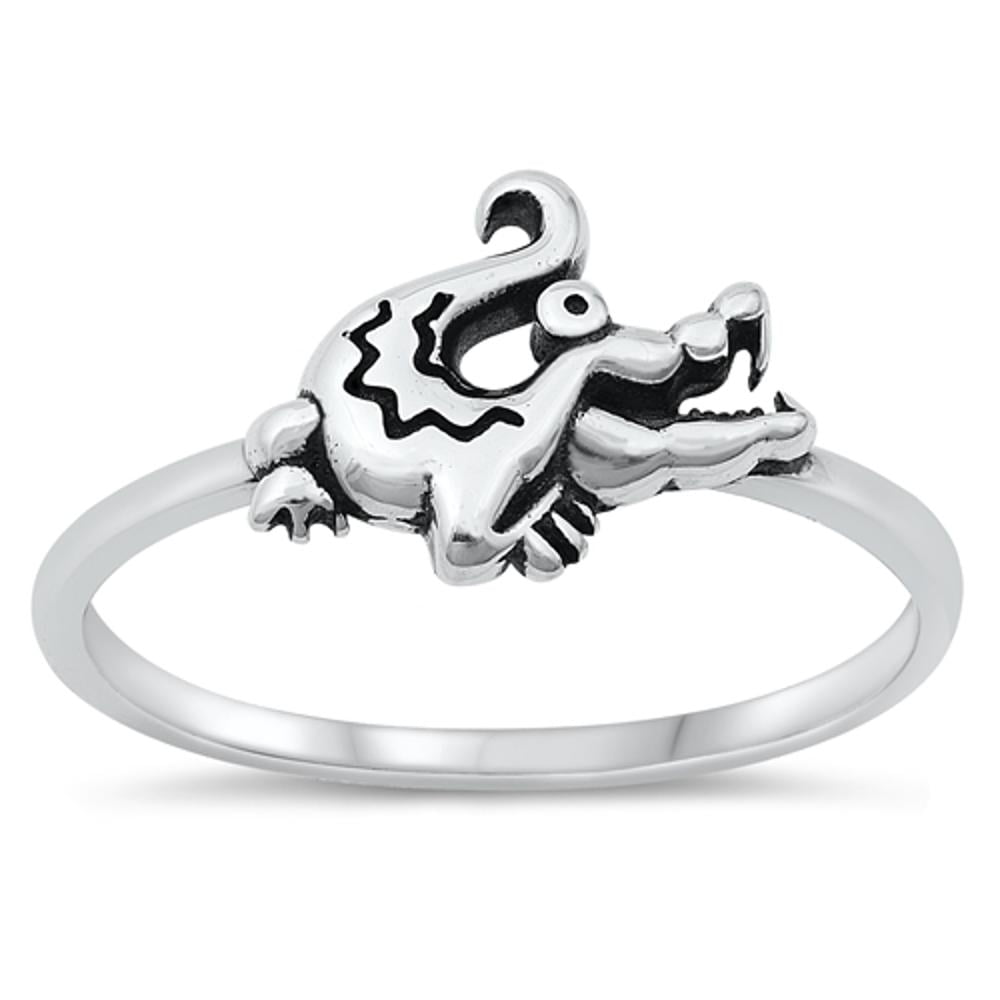 Alligator Gator Spirit Animal Ring .925 Sterling Silver Band Jewelry ...
