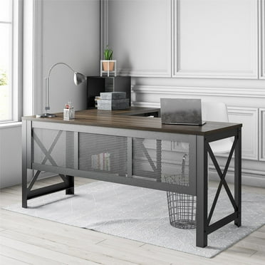 Ameriwood Home Dominic L Desk with Bookshelves - Walmart.com