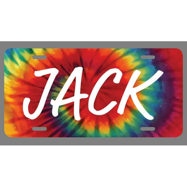 Jack Name Tie Dye Style License Plate Tag Vanity Novelty Metal Uv Printed Metal 6 Inches By