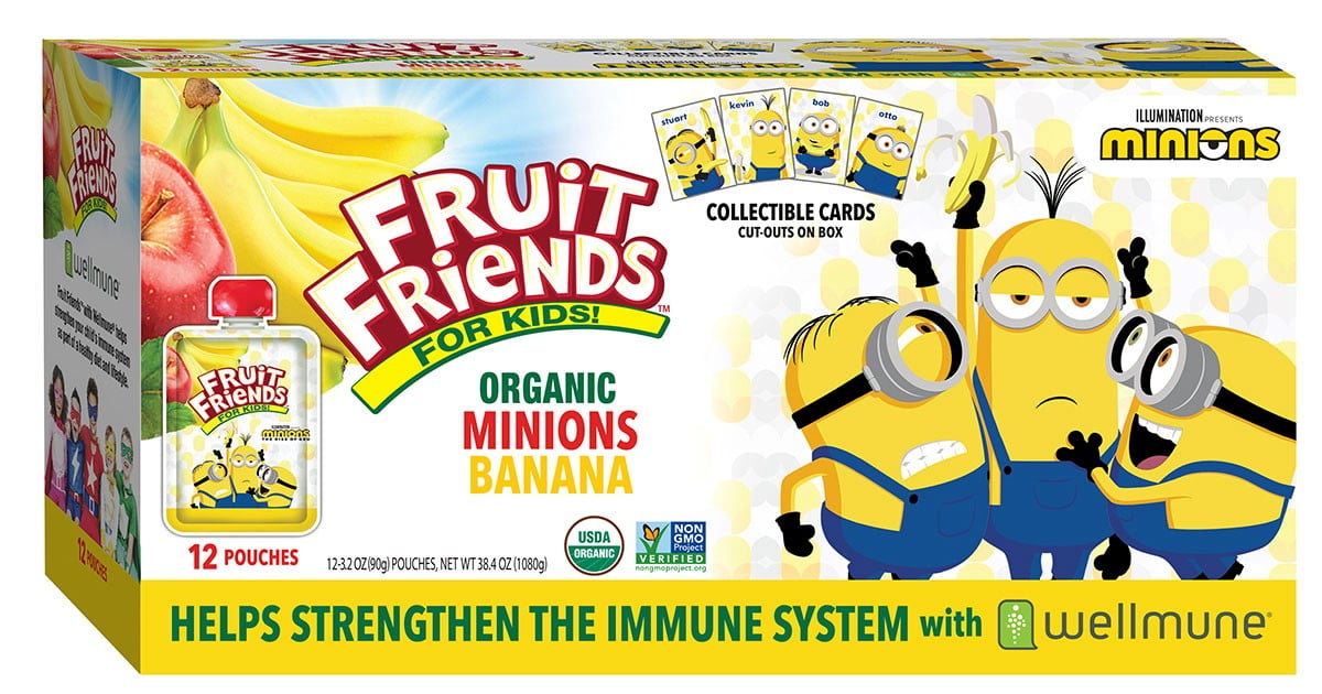 (12-pack) Fruit Friends Minions Organic Apple Banana Fruit Sauce Pouch ...