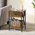 "VECELO Rustic Bedside Table with Drawer, Small 2-Piece Wood Side Table ...