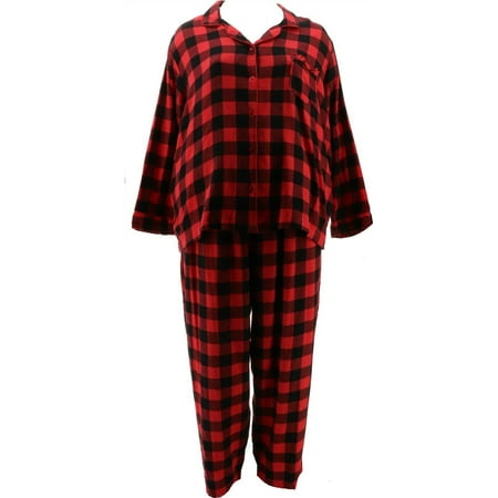 Joe Boxer Juniors' Flannel Pajama Shirt Pants 2Pc Set Plaid True Red 3X ...