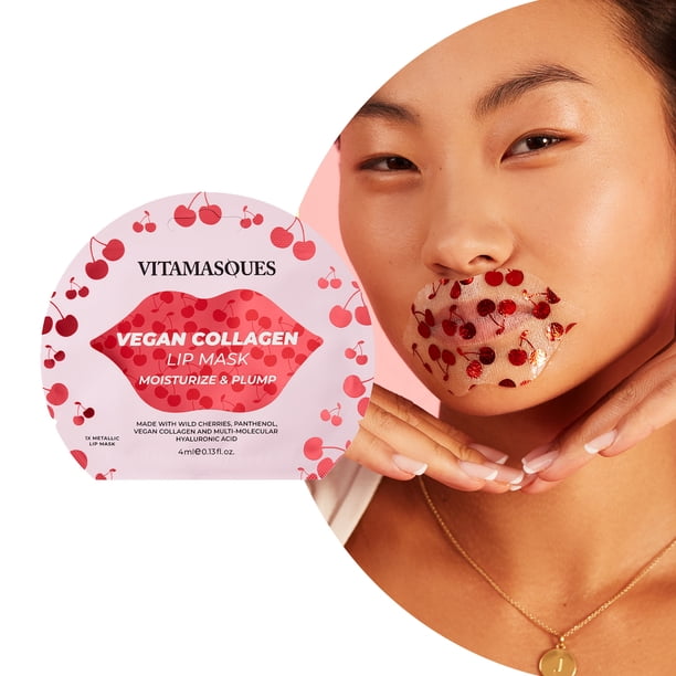 Vitamasques Cherry Vegan Collagen Lip Mask, Moisturise & Plump , One Patch - Walmart.com