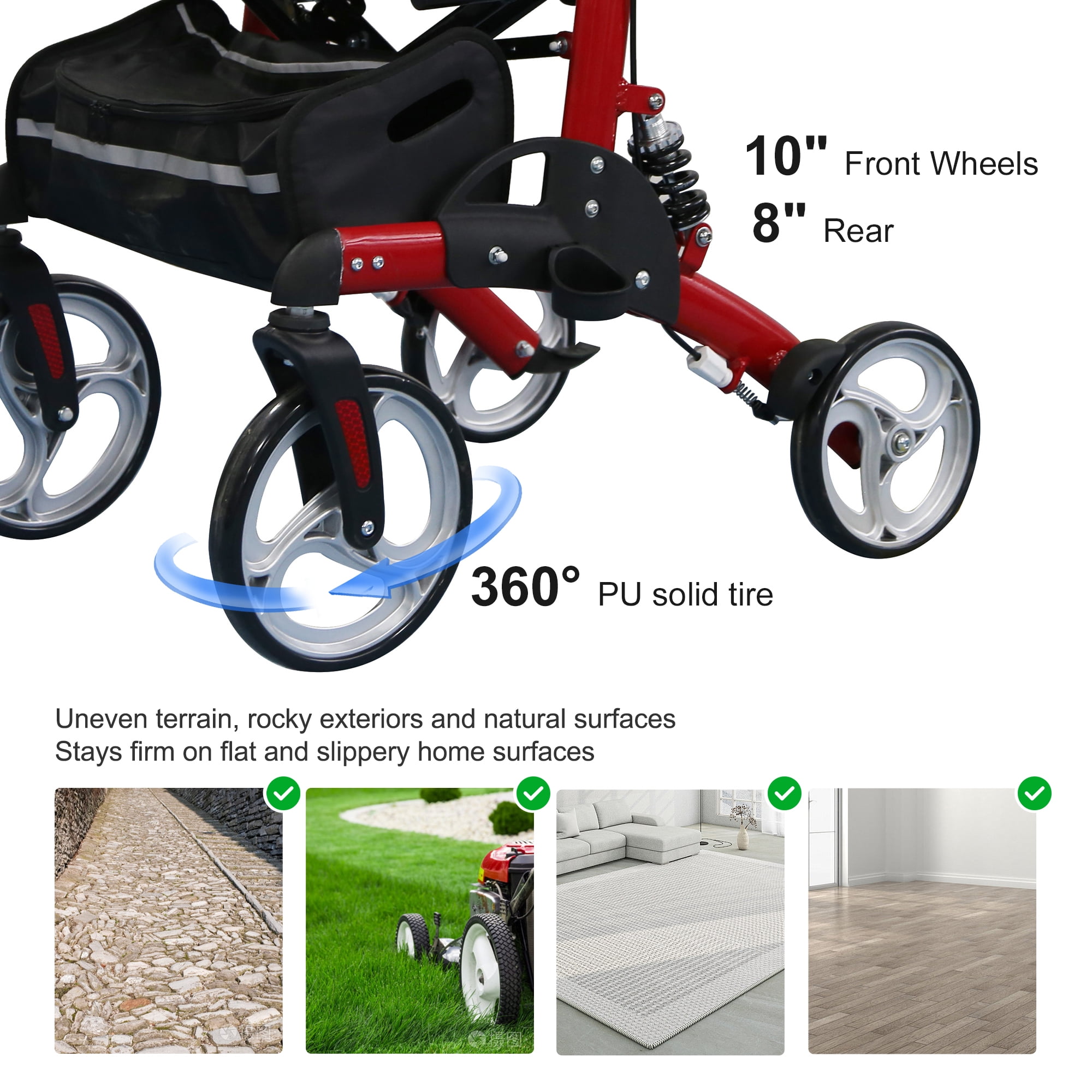 Buy Maidesite 4 Wheel Rollator Walker لكبار السن مع المقعد ، والوقوف ...