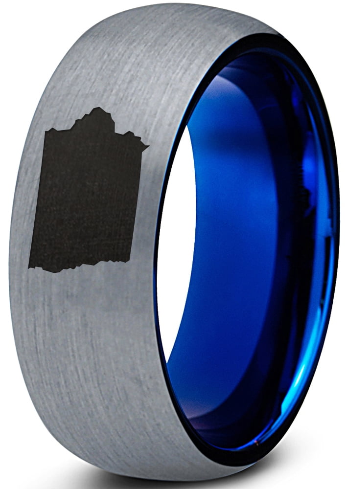 Tungsten Iowa Hawkeye State Band Ring 8mm Men Women Comfort Fit Blue ...