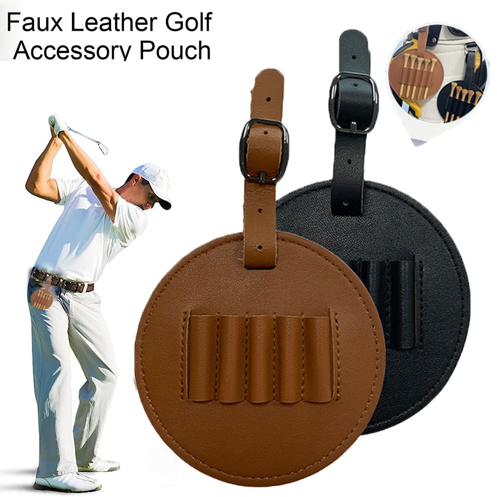 Leather Golf Tee Holder for Bag Belt, Hook to Golf Bag Belt Clip for ...