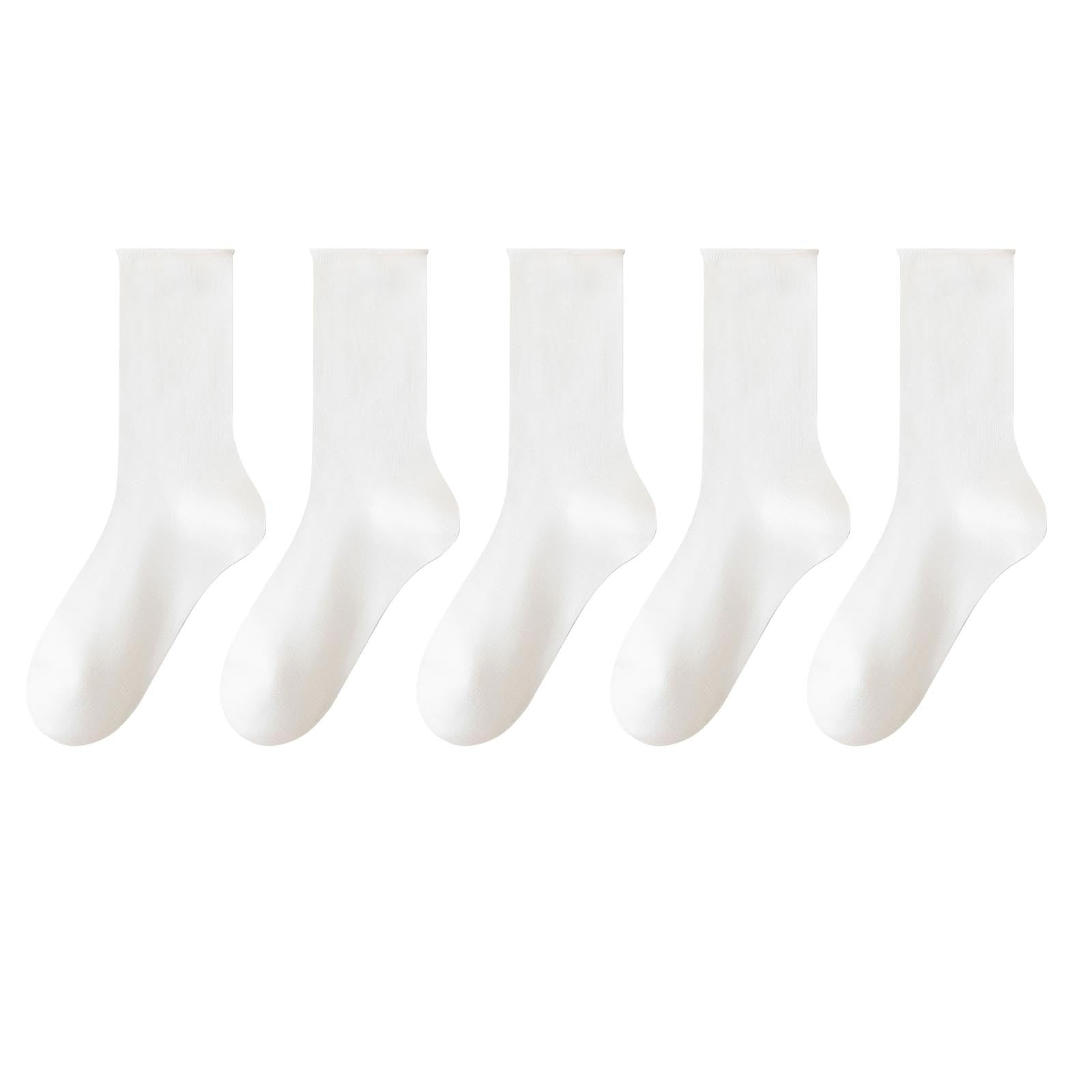 Click here for Lcklvx Cotton Socks 5 Pairs For Women Solid Color... prices