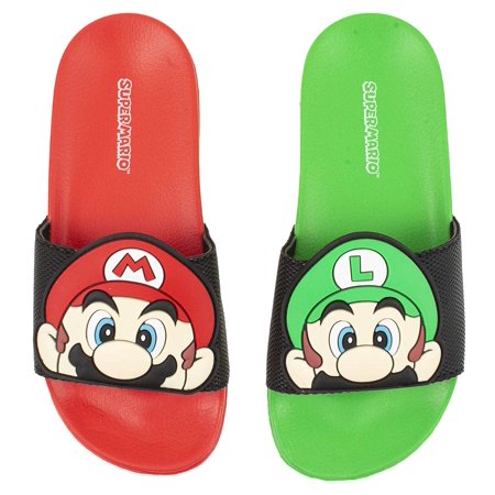 SUPER MARIO Nintendo Sandals, Mario and Luigi Mismatch Slide Sandal ...