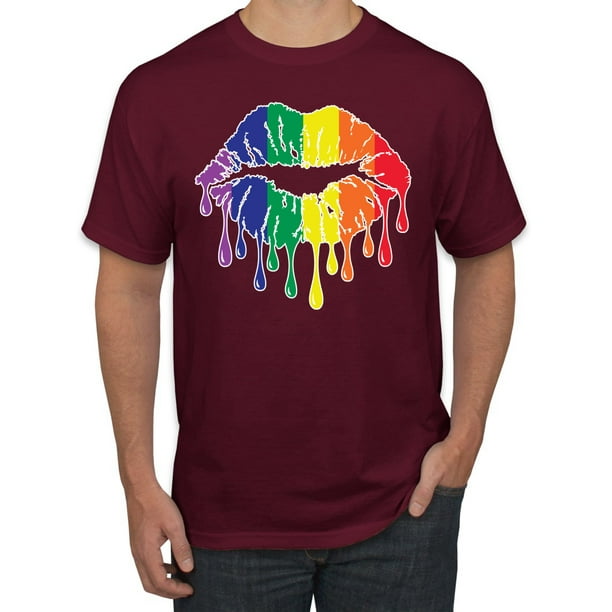 Rainbow Lgbtq Gay Pride Dripping Lips Lgbt Pride Mens Graphic T Shirt