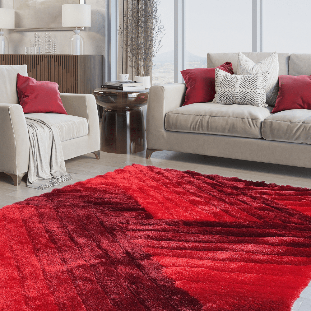 Artistic Lines Red 8x10 ft Shag Area Rug - Walmart.com