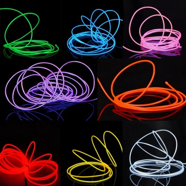 3/5M Multi-color Neon Glowing Strobing Electroluminescent Wire (El wire ...