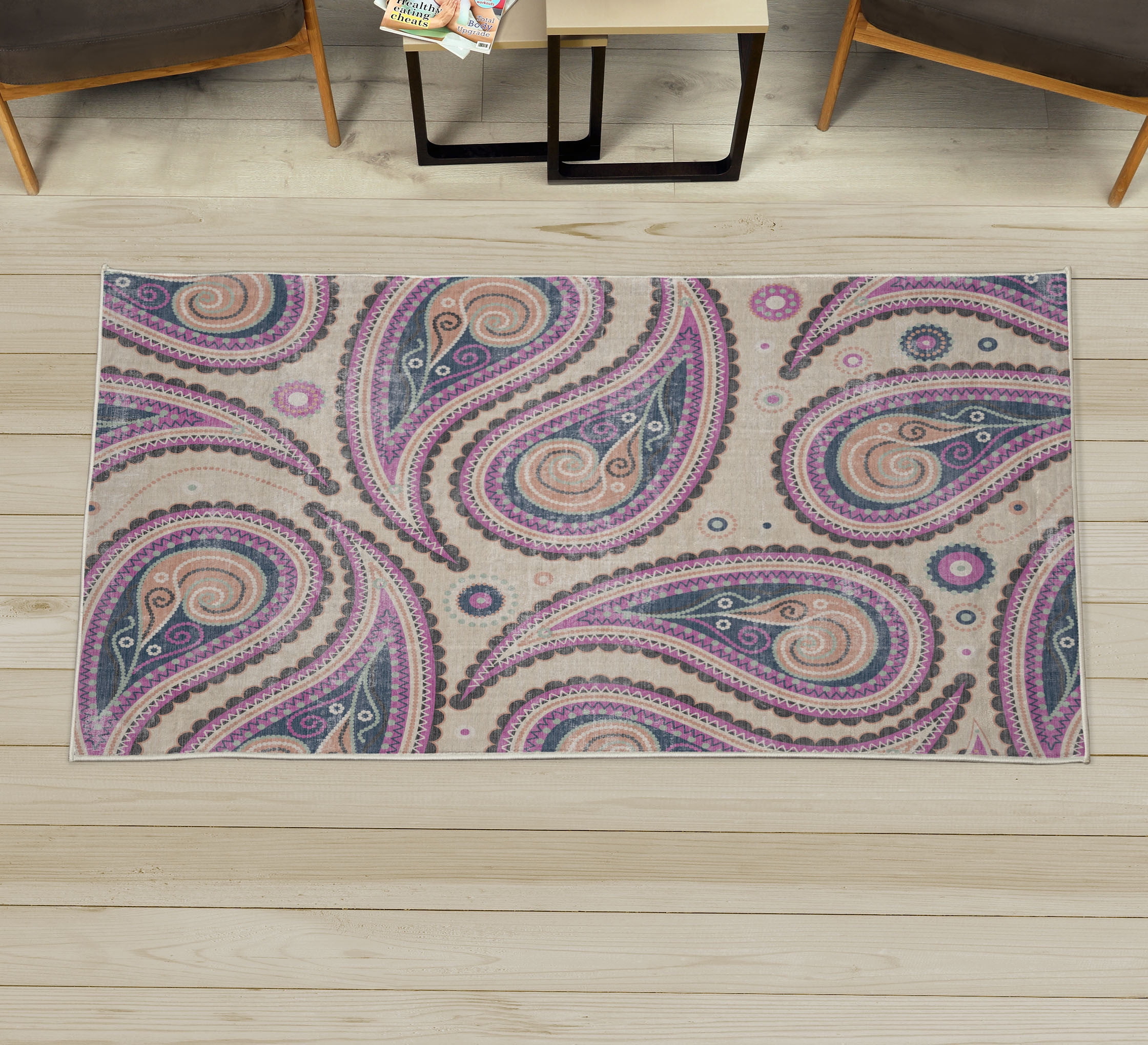Paisley Decorative Rug, Continuous Fig Like Motifs Pattern Mandala ...