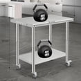 36x24 In NSF Stainless Steel Work Table with 4 Wheels and Hooks Heavy ...