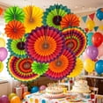 12 Pcs Paper Flower Fan Decorations – Handmade Folding Fans Party ...