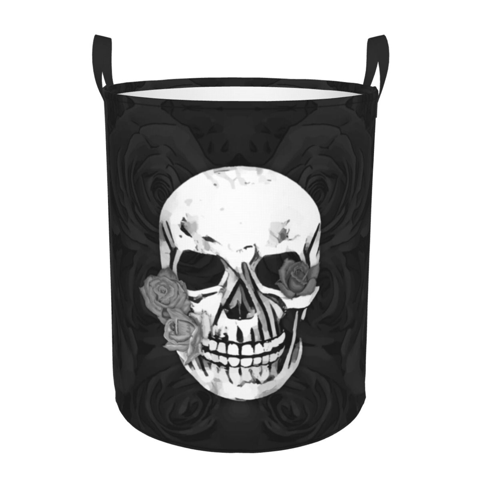 XMXT Collapsible Laundry Basket, Aged Floral Skeleton Print Waterproof ...