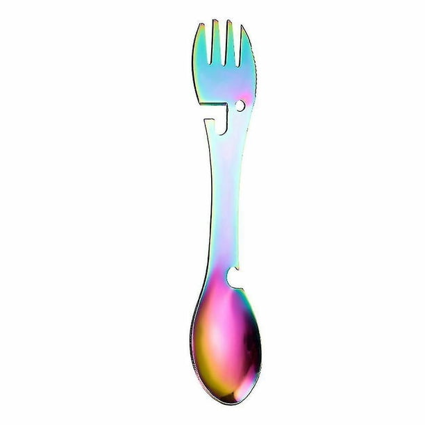 Multi-function Spork Scoop Cutlery 5 In 1 Fork Spoon Camping Tool Black ...