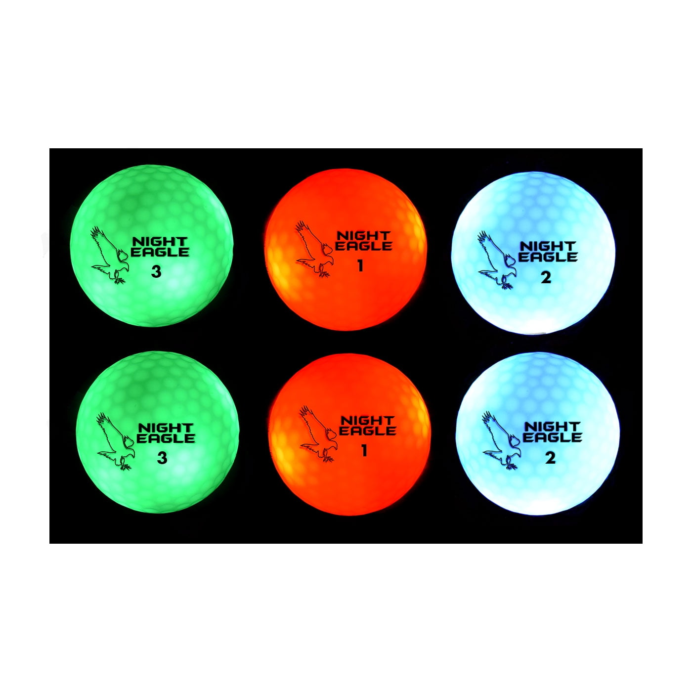 Night Eagle CV LED Golf Balls - Light Activated - No Timer - 6 Pack ...