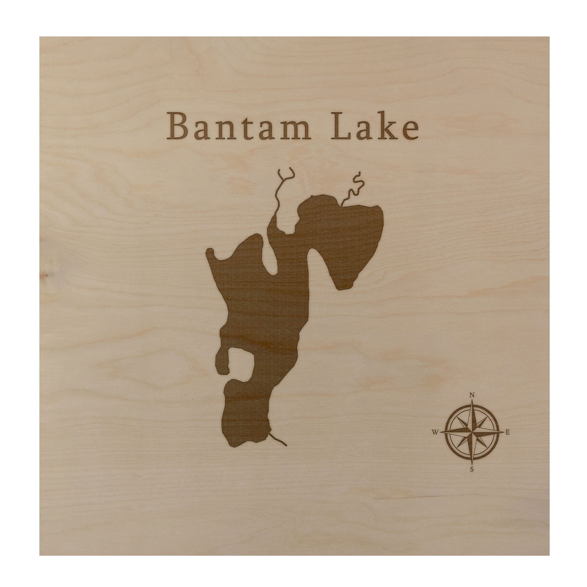 Bantam Lake Map 24x24" Wood Wall Art Office Decor Gift Engraved ...