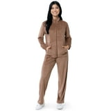 Athletic Works Women's Soft Velour Jacket and Pant Tracksuit, Size S ...